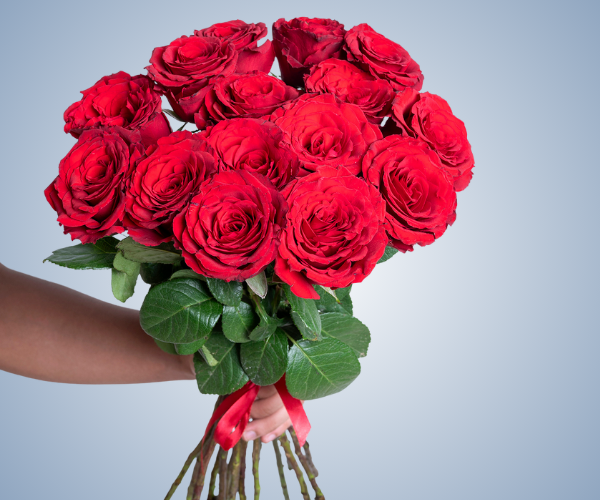 15 Red Roses Hand-Tied Bouquet - Timeless Romantic Elegance